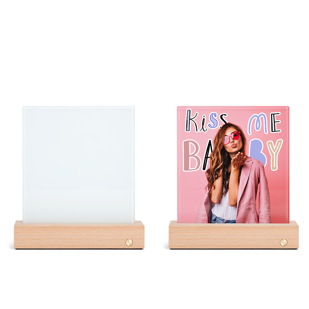 Sublimation Glass Photo LED Panels with Wood Base - INNOSUB USA