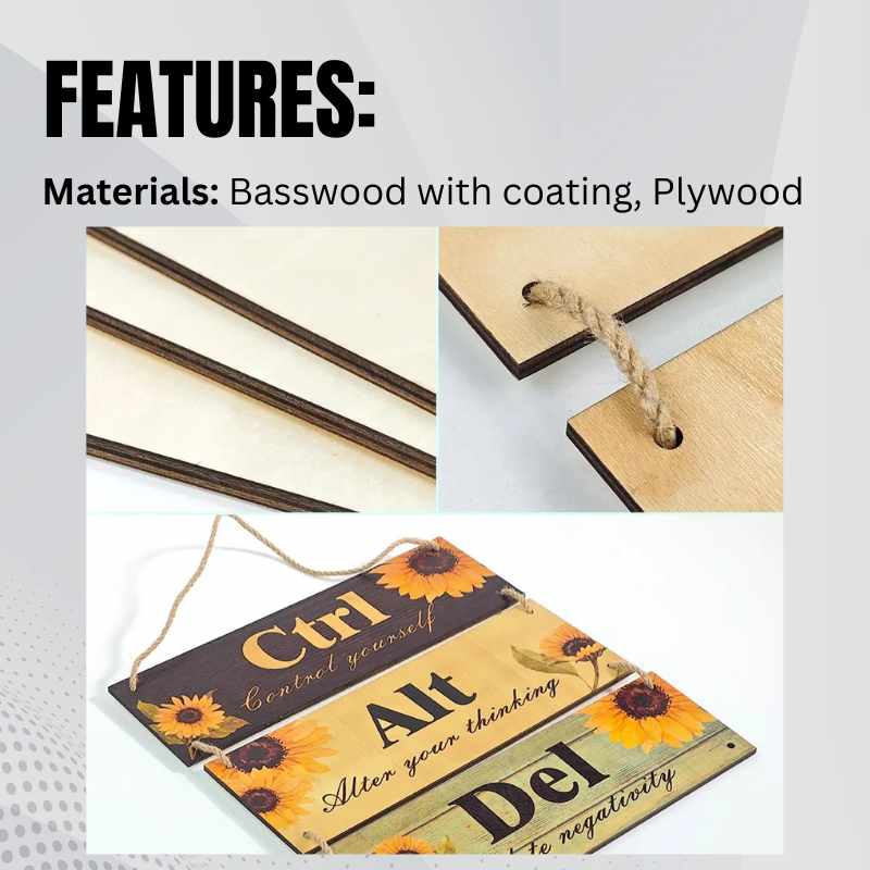 3 Pcs Sublimation blank Wall Hanging Sign with Hemp Rope, Door Hanger ...