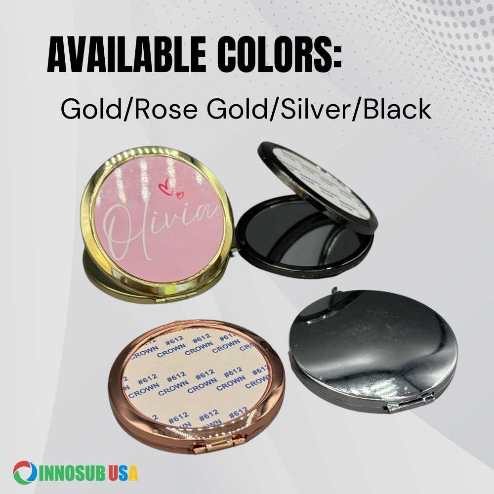 Sublimation Blanks Compact Pocket Mirror - Round – Gold /Rose Gold / S ...