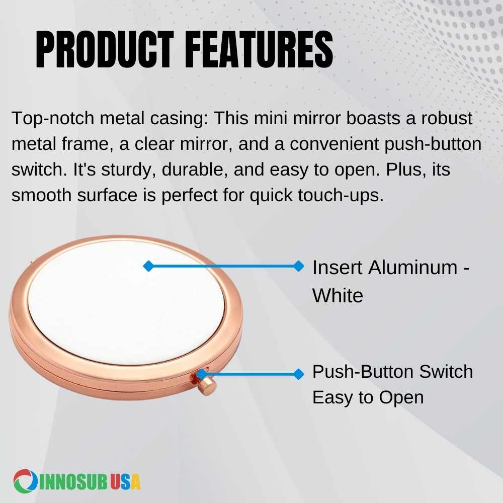 Sublimation Blanks Compact Pocket Mirror - Round – Gold /Rose Gold / S ...