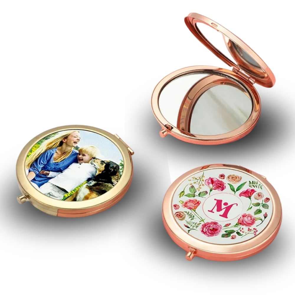 Sublimation Blanks Compact Pocket Mirror - Round – Gold /Rose Gold / S ...