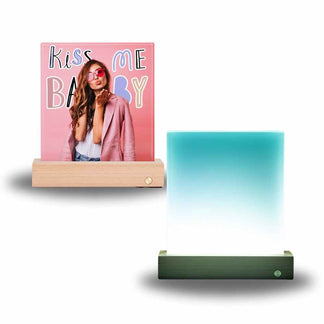 Sublimation Blanks Glass Photo LED Panel with Wood Base 6x8 Inch ...