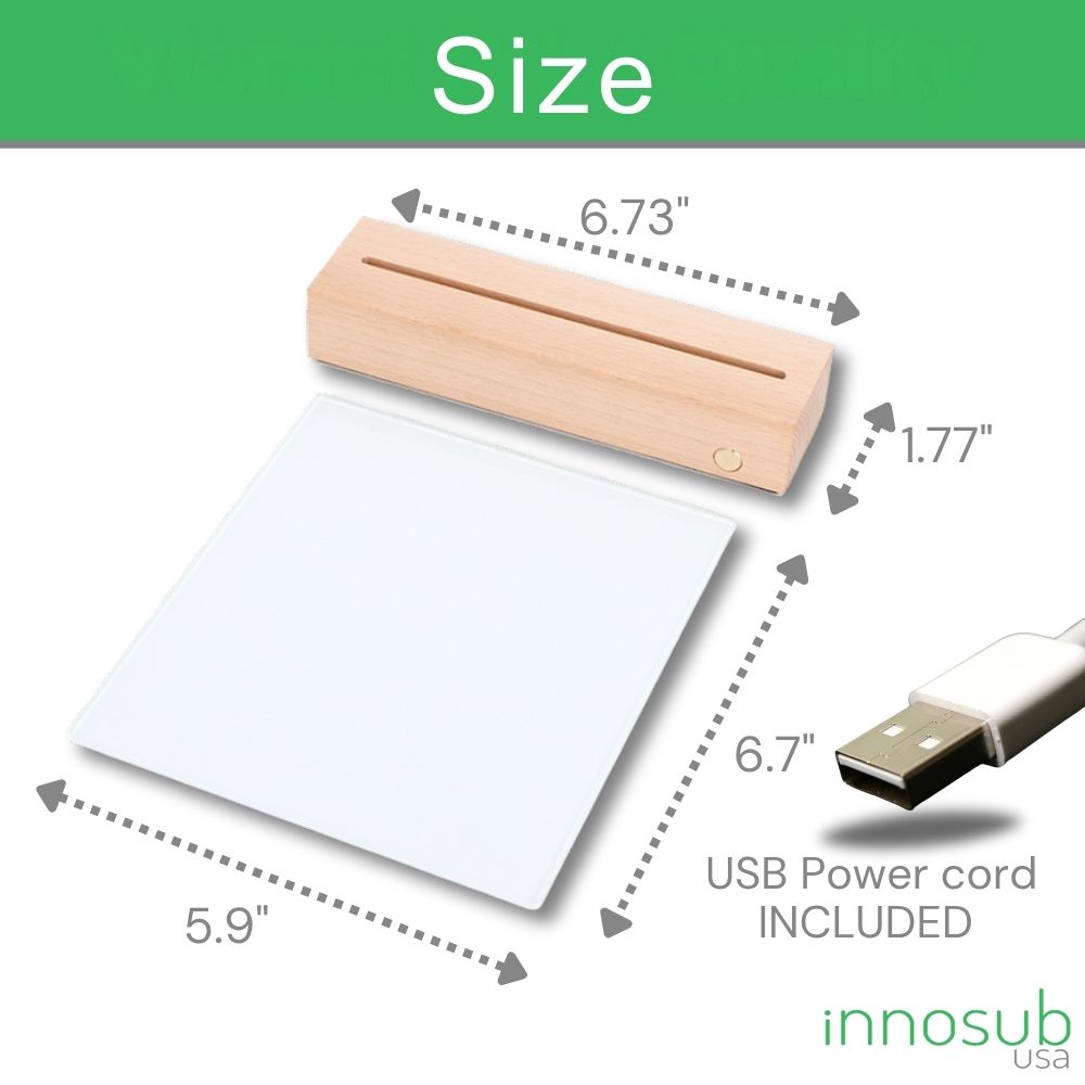 Sublimation Blanks Glass Photo LED Panel with Wood Base 6x8 Inch ...