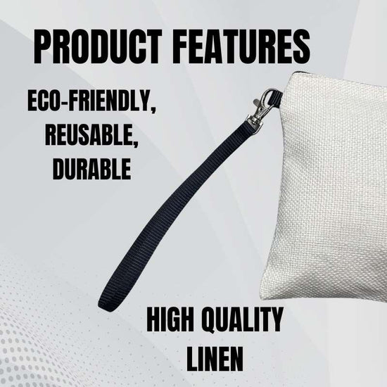 Sublimation Blanks Linen Cosmetic Bag With Zipper Wristlet 16x23cm ...