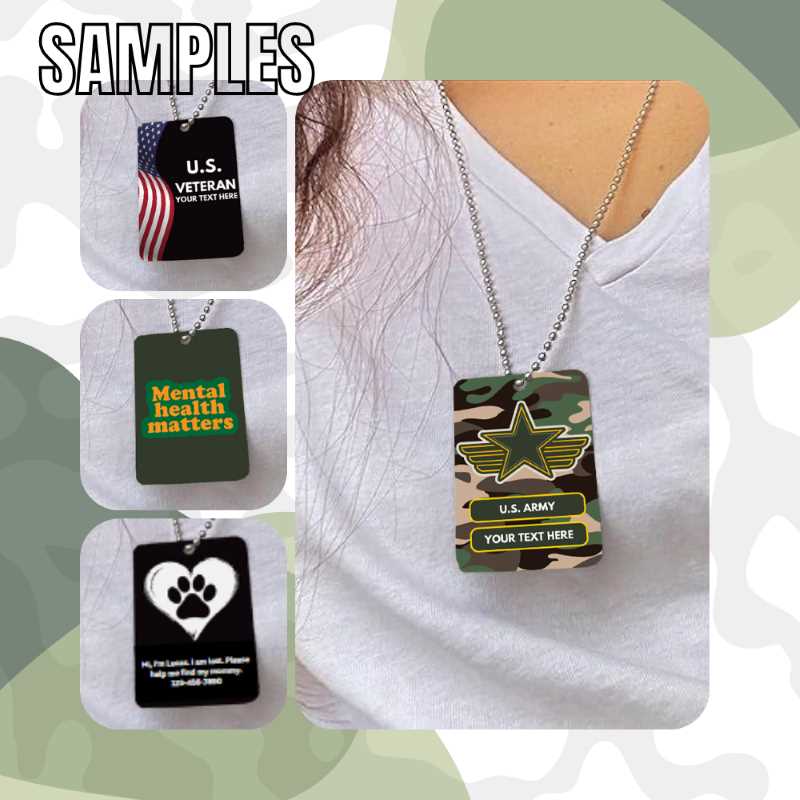 Sublimation Blanks Military ID Tag - SILVER - 1 Side Print + Chain 28 ...