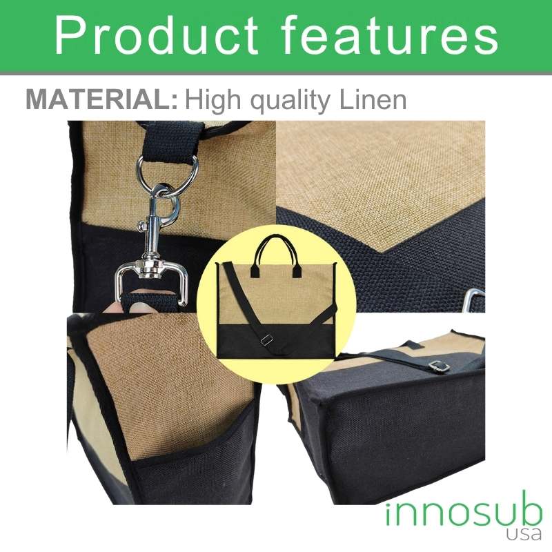Sublimation Blanks Patchwork Linen Handbag- 43*34*17cm- Cream/Linen/Wh ...