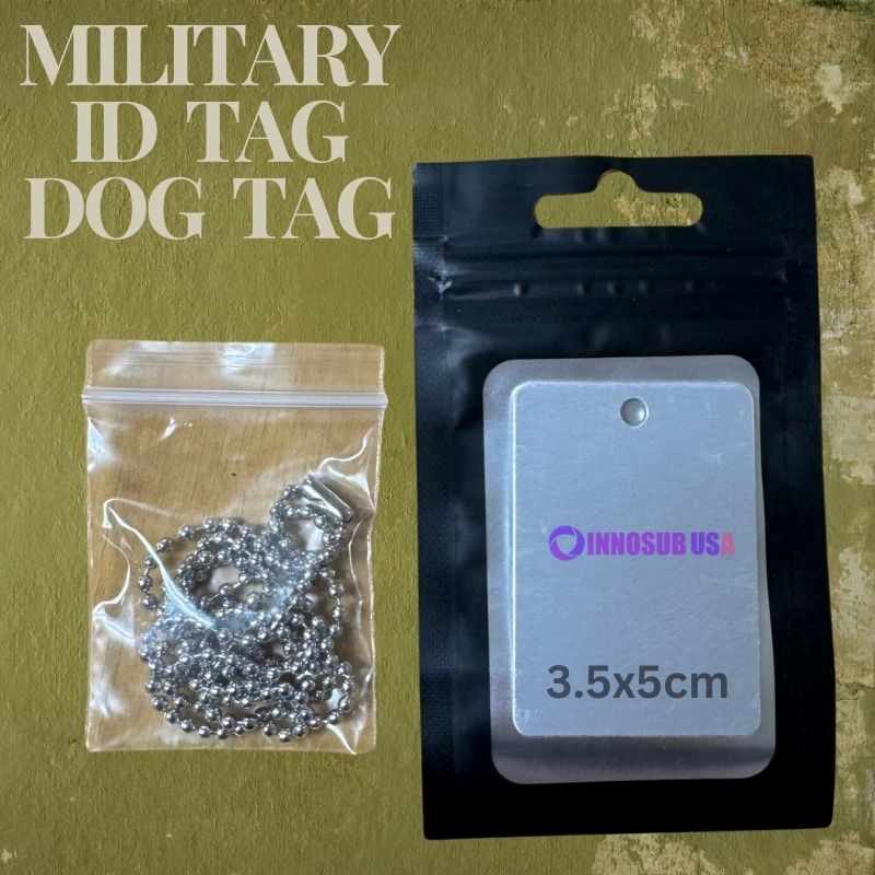 Sublimation Blanks Military ID Tag - SILVER - 1 Side Print + Chain 28 ...