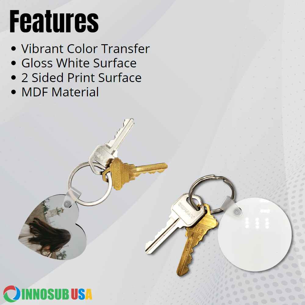 Sublimation Printing MDF Keychain Blank - 2 Sided | by INNOSUB USA